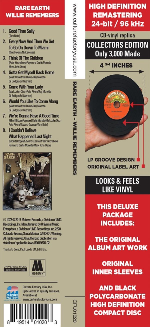 Rare Earth – CD – Willie Remembers – Culture Factory