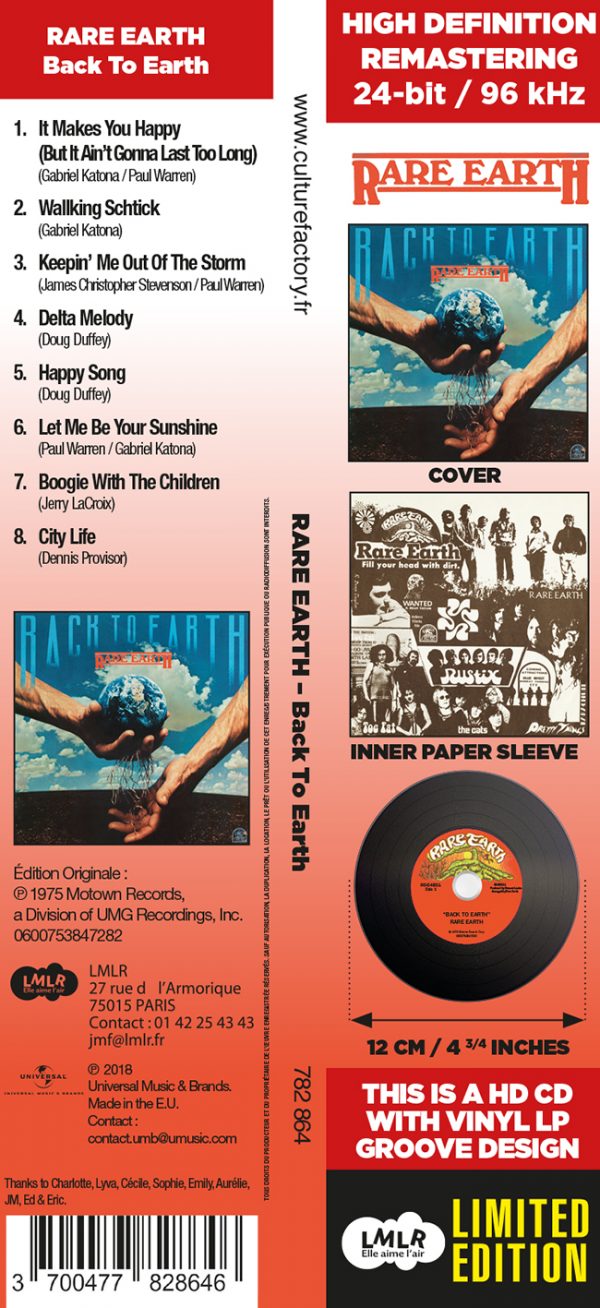 Rare Earth – CD – Back to Earth – Culture Factory
