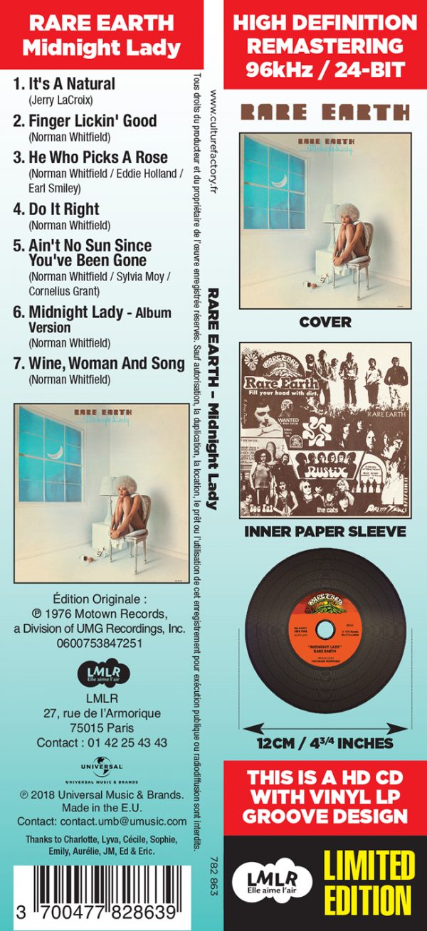 Rare Earth – CD – Midnight Lady – Culture Factory